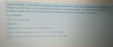 Solved Given An Array A Of N Distinct Numbers Write A