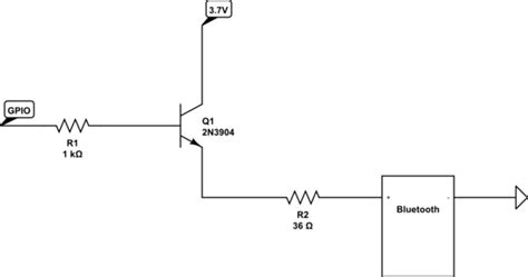 Microcontroller Controlling The Power Supply Of A Bluetooth Module Via Gpio And A Transistor