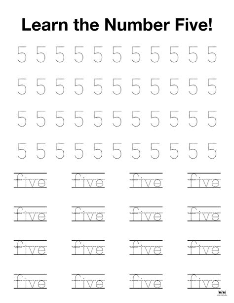 Number 5 Tracing Worksheets 15 FREE Pages Printabulls