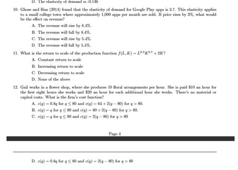 Solved D The Elasticity Of Demand Is 0 146 10 Ghose And Chegg Com