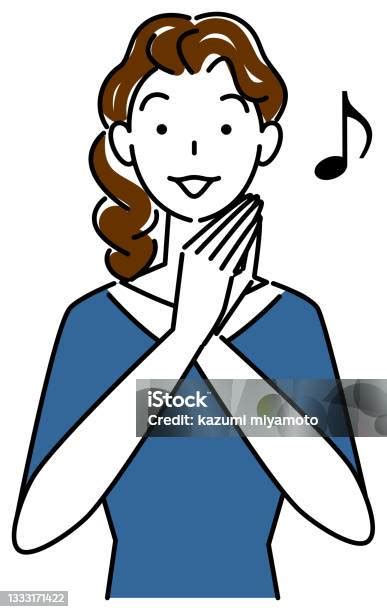 미소 예쁜 여자 행복 손바닥 그림 간단한 벡터 행복한 미소와 예쁜 여자 함께 그녀의 손의 손바닥을 들고 간단한 그림 벡터 개선에 대한 스톡 벡터 아트 및 기타 이미지