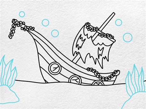 Sunken Ship Underwater Drawing