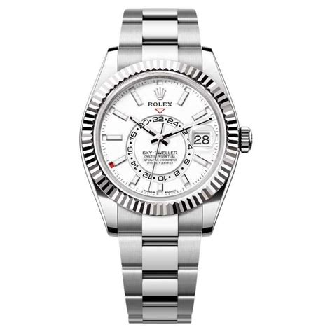Rolex Sky Dweller 18k White Gold Steel White Dial Oyster Mens Watch