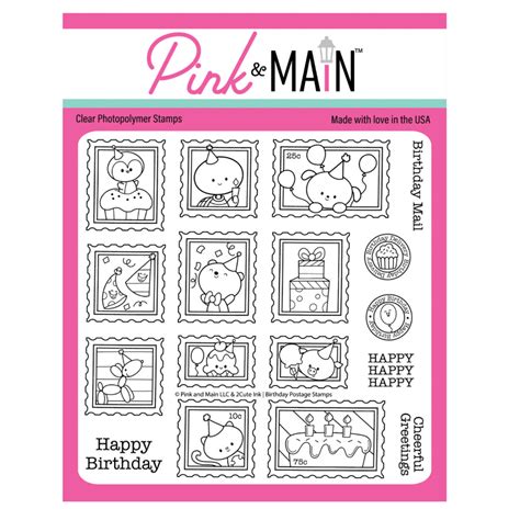 Pink And Main Birthday Postage Clear Stamps Pm0862 Simon Says Stamp