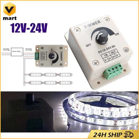 LED Dimmer Switch DC 12V 24V 8A Adjustable Brightness Lamp Bulb Strip Driver Single Color Light
