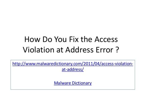 Access Violation At Address