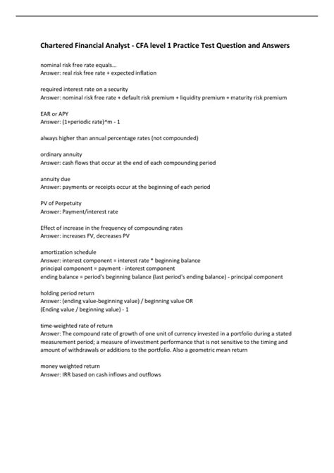 Chartered Financial Analyst Cfa Level 1 Practice Test Question And Answers Cfa Chartered