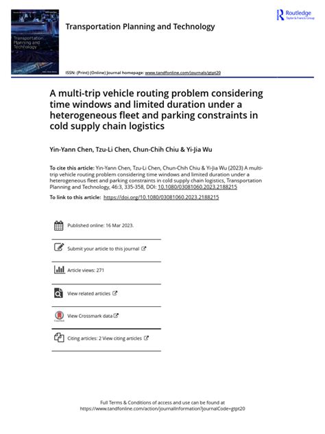 Rp01 A Multi Trip Vehicle Routing Problem Considering Time Windows