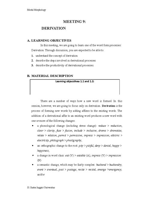Modul Morphology Syntax Modul Morphology S1 Sastra Inggris
