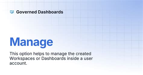 Manage Governed Dashboards