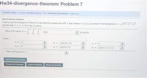 solved hw34 divergence theorem problem 7 problem value 1