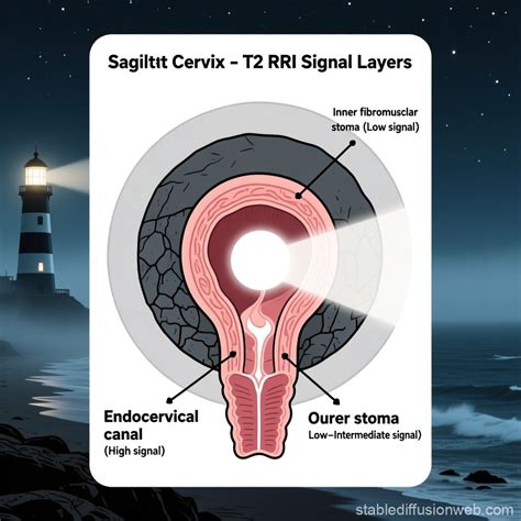 Sketched Flashcard Of The Cervix On A Sagittal T2 Weighted Mri Use A