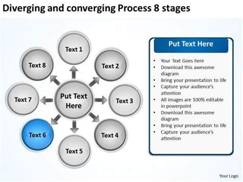 Diverging And Converging Process 8 Stages Circular Chart PowerPoint Templates
