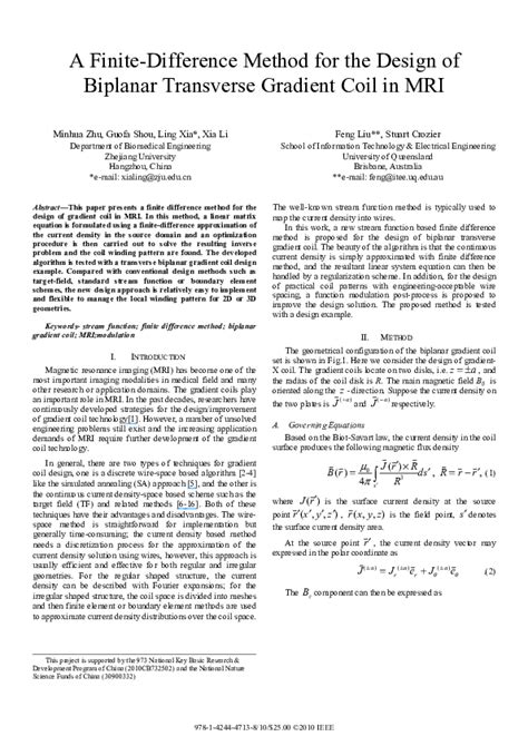 Pdf A Finite Difference Method For The Design Of Biplanar Transverse Gradient Coil In Mri
