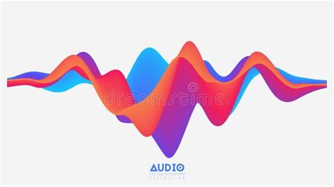 Vector 3d Solid Surface Audio Wavefrom Abstract Music Waves Oscillation Spectrum Stock Vector
