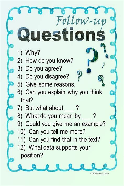 Follow Up Questions Worksheets