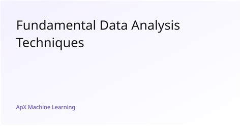 Fundamental Data Analysis Techniques Fundamental Data Analysis Techniques