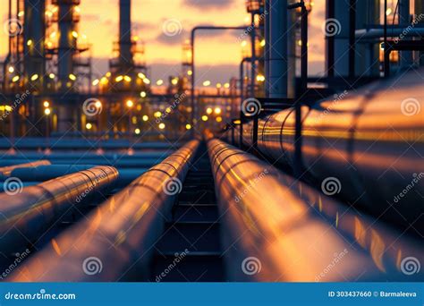 Industry Pipeline During The Refinery Process Gas And Oil Processing