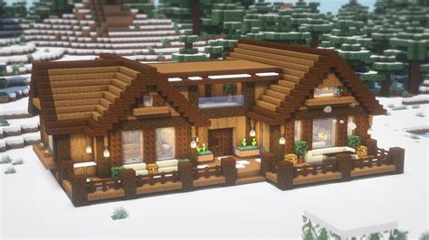 Minecraft How To Build A Large Winter Log House Tutorial
