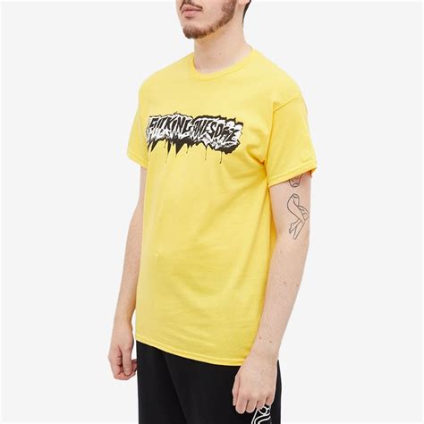 Fucking Awesome Mens Dill Cut Up Logo T Shirt In Daisy Fucking Awesome