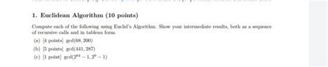 Solved Euclidean Algorithm Points Compute Each Of Chegg