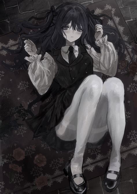 Akai Ringo Eveyuno Original Highres Non Web Source 1girl Black Dress Black Gloves Black