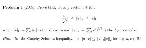 Solved Problem Prove That For Any Vector VRn Chegg