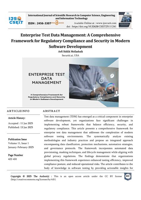 Pdf Enterprise Test Data Management A Comprehensive Framework For
