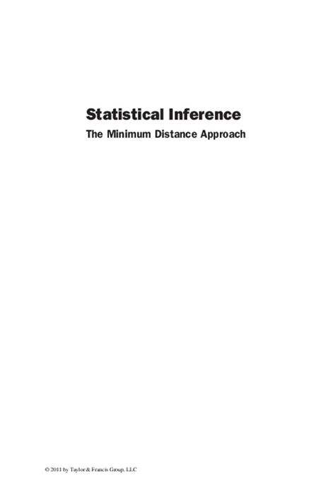 Pdf Statistical Inference The Minimum Distance Approach