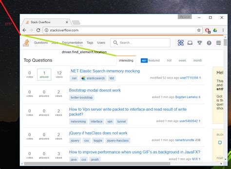 Python Selenium On Screen Position Of Element Stack Overflow