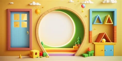 Детский сад или дошкольный красочный баннер с пустым фоном для ...