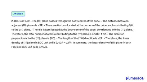 Solved Calculate The Linear Density Of 111 Of An Fcc And Bcc Unit Cell In Terms Of R