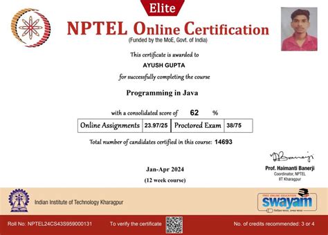 Ayush Gupta On Linkedin Nptel Javaprogramming Certificate