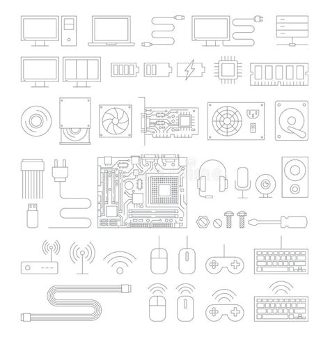 Computer Hardware Icons Set Stock Vector Illustration Of Computer Icon 32220021