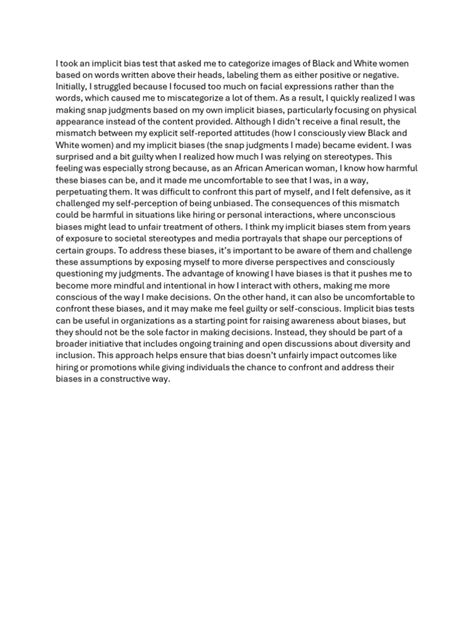 Implicit Bias Reflection Paper Pdf