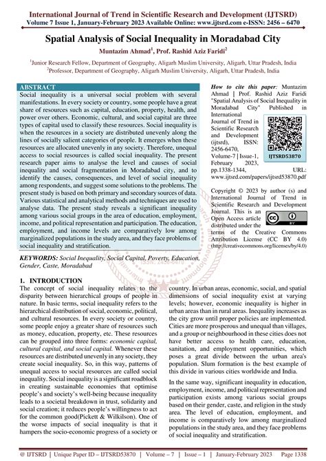 Spatial Analysis Of Social Inequality In Moradabad City Pdf