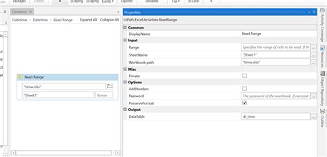 Issue In Reading Time Values From Excel Using Preserve Format Of Read Range Activity Without