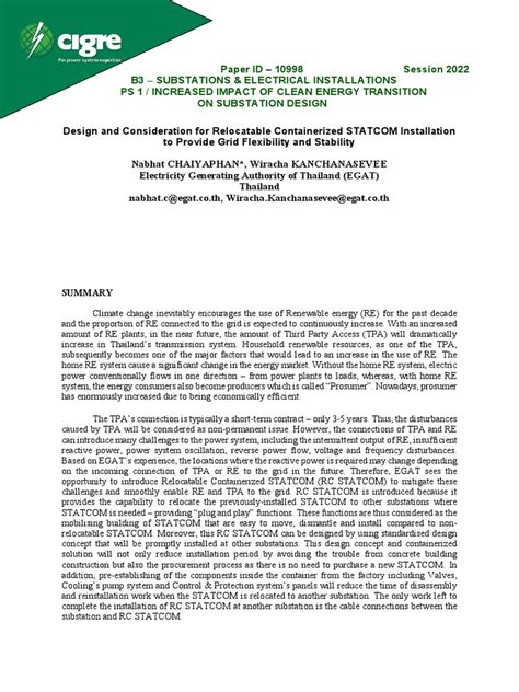 design and consideration for relocatable containerized statcom