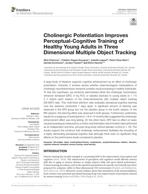 Pdf Cholinergic Potentiation Improves Perceptual Cognitive Training