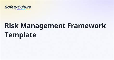 Risk Management Framework Template Free Template