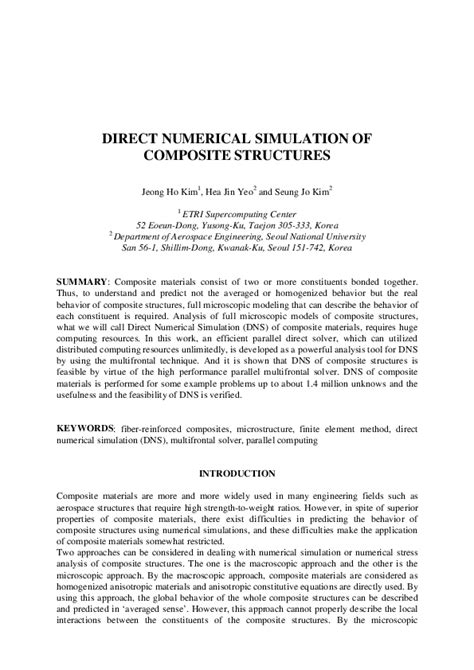 Pdf Direct Numerical Simulation Of Composite Structures