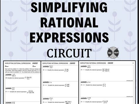 Simplifying Rational Expressions Circuit 12 Problems Teaching