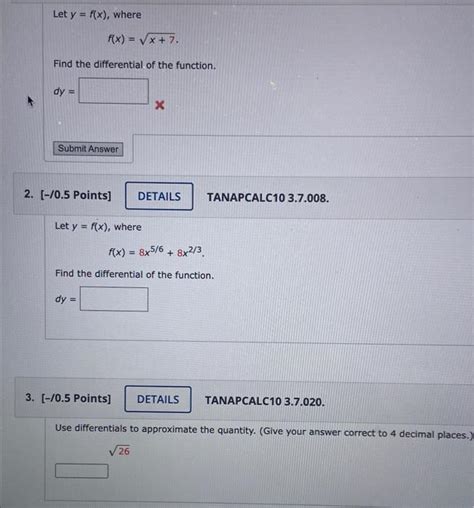 solved let y f x where f x x 7 find the differential of