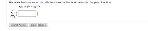 Solved Use A Maclaurin Series In This Table To Obtain The Chegg Com
