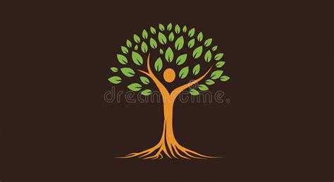 Stylized Tree Design Combining A Human Figure With Tree Elements The Trunk Forms Stock