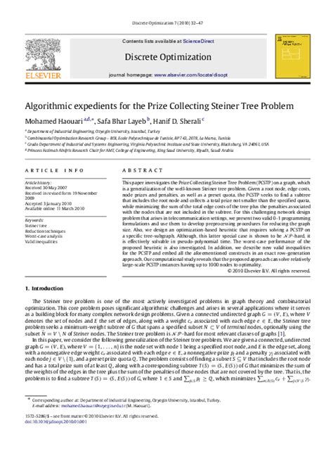 pdf algorithmic expedients for the prize collecting steiner tree problem