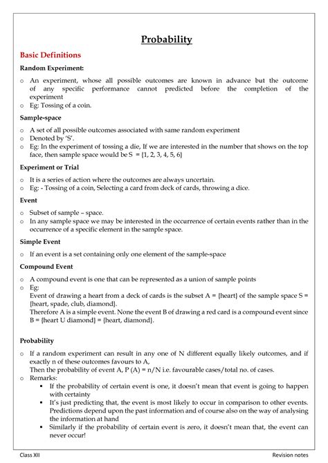 Solution Chapter 13 Probability Revision Notes Studypool