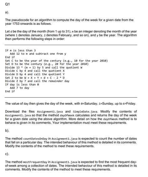 Solved Q1 A The Pseudocode For An Algorithm To Compute The