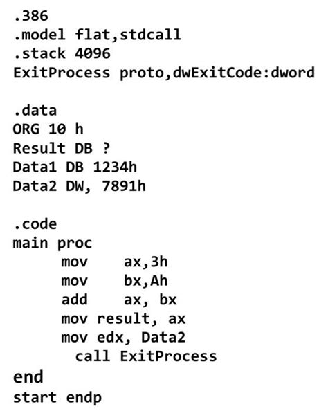 Solved Assembly language 80386. Fix the syntax and logical | Chegg.com