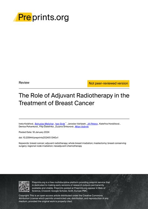 Pdf The Role Of Adjuvant Radiotherapy In The Treatment Of Breast Cancer